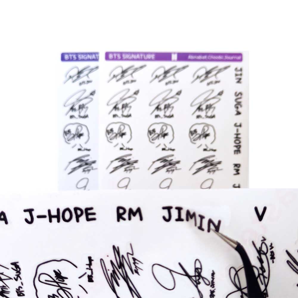 استیکر شفاف طرح «امضا اعضای BTS» | ژورنال آبنبات چوبی